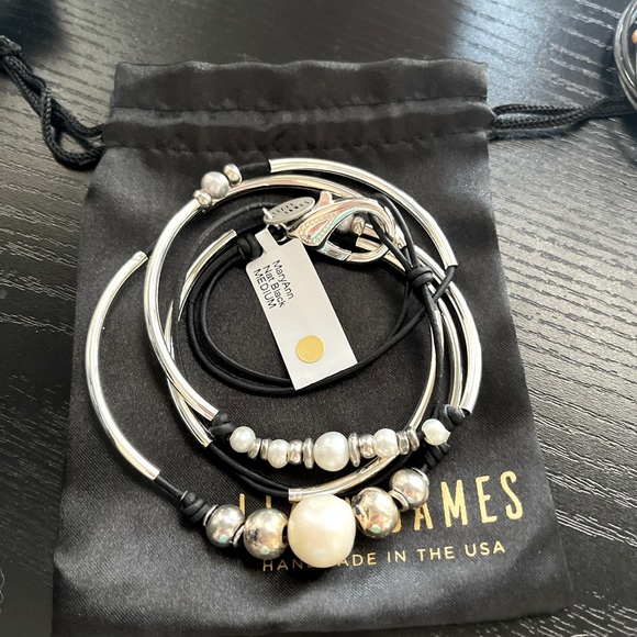 Lizzy James | Jewelry | Nwt Lizzy James Maryann Bracelet Black Leather ...